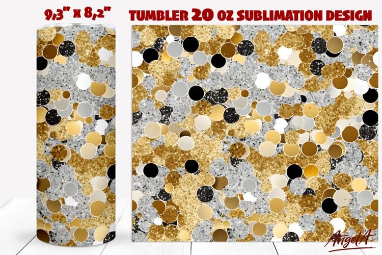 Christmas Tumbler sublimation, gold silver texture PNG - So Fontsy