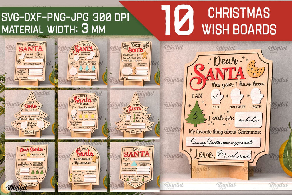 Christmas Wish Boards Laser Cut Bundle. Dear Santa Boards - So Fontsy
