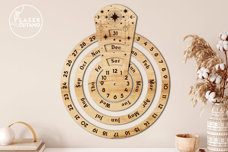 Christmas Wooden Calendar Clock Template Laser Cut File - So Fontsy