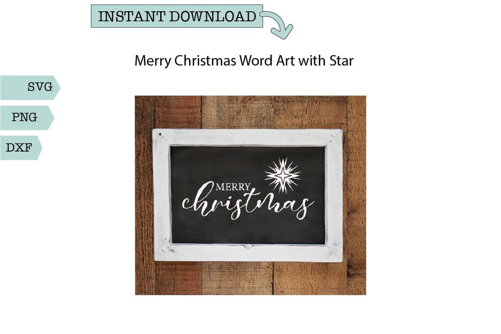 Christmas Word Art- Merry Christmas Star - So Fontsy