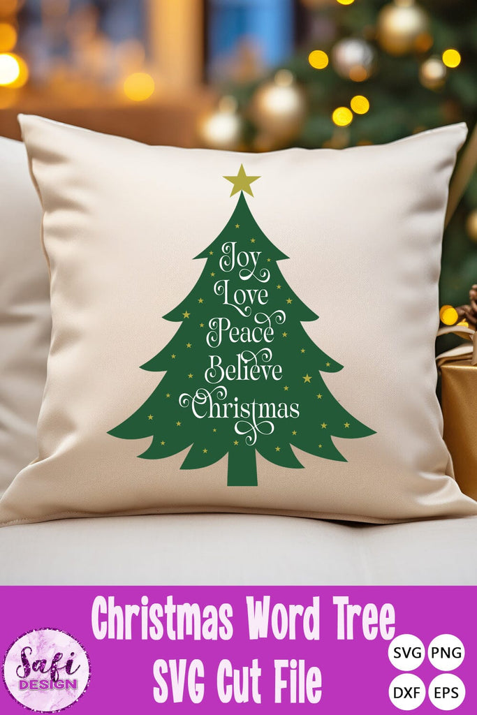 Christmas Word Tree SVG Cut File - So Fontsy