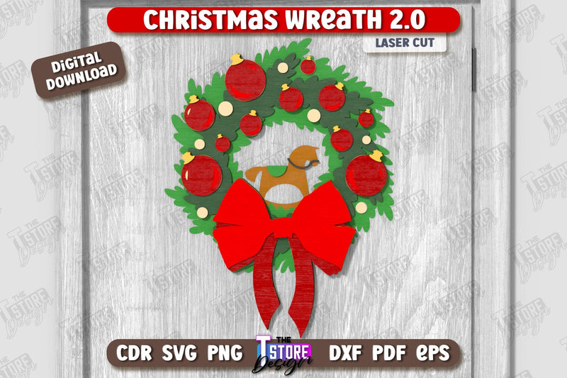 Christmas Wreath Laser Cut | Porch Decorating | Door Wreath | Wall ...