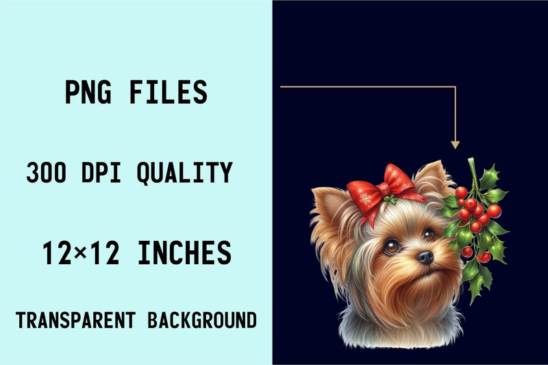 Christmas Yorkshire Terrier Sublimation Clipart Bundle - So Fontsy