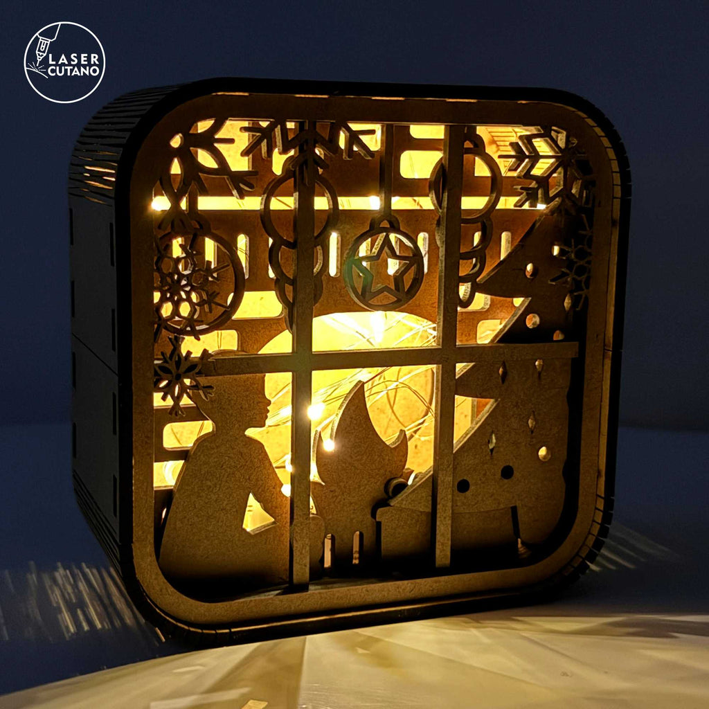 Chritsmas Light Box Templates Set, Laser Cut Files - So Fontsy