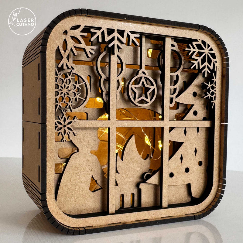 Chritsmas Light Box Templates Set, Laser Cut Files - So Fontsy