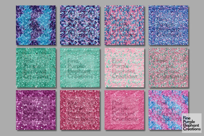 Chunky Mermaid Glitter Digital Paper | Bright Unicorn - So Fontsy