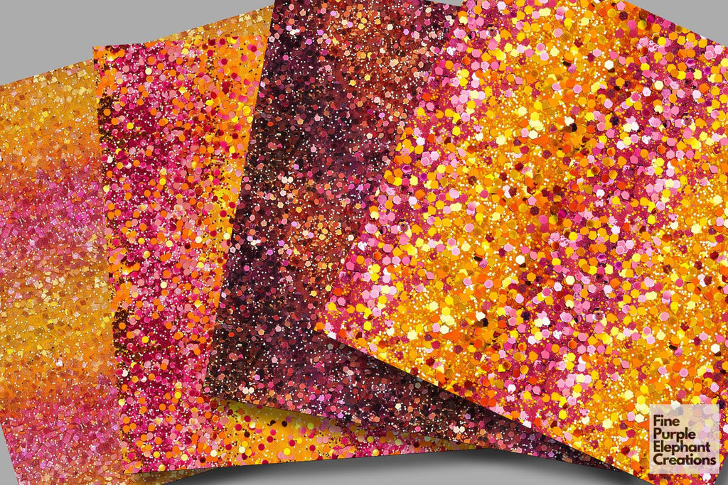Chunky Summer Sunset Glitter Digital Paper - So Fontsy