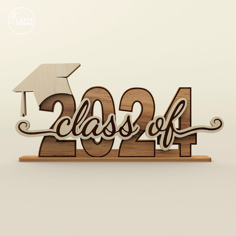 Class of 2024 Graduation Template, Wood Cut