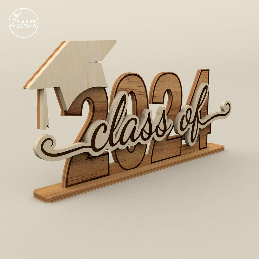 Class of 2024 Graduation Template, Wood Cut