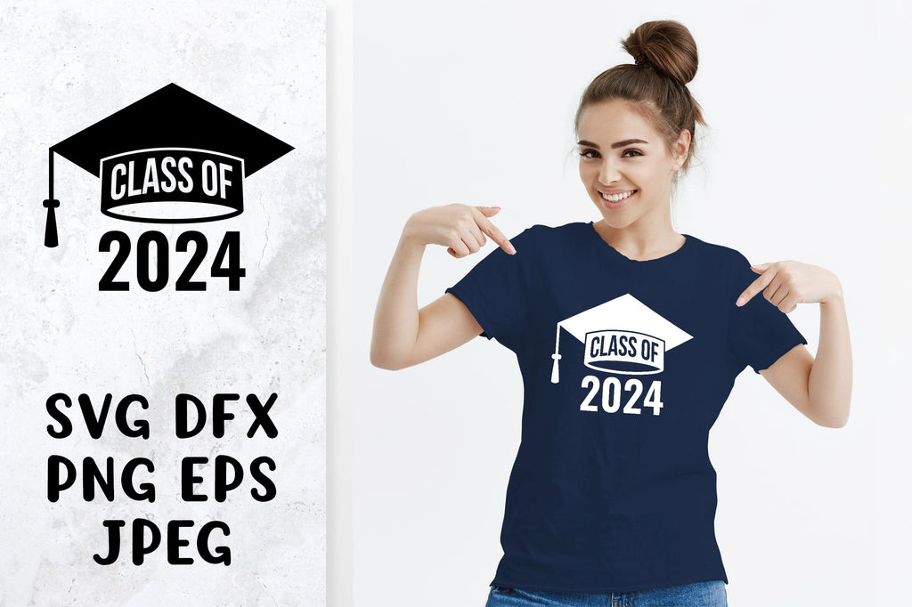 Class of 2024 lettering on graduation cap. Graduate SVG - So Fontsy