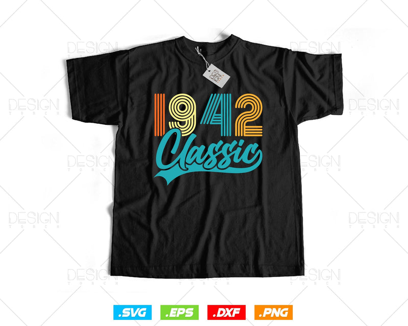 Classic 1942 Retro 82nd Birthday Shirt Svg Png, Vintage 82nd Birthday ...