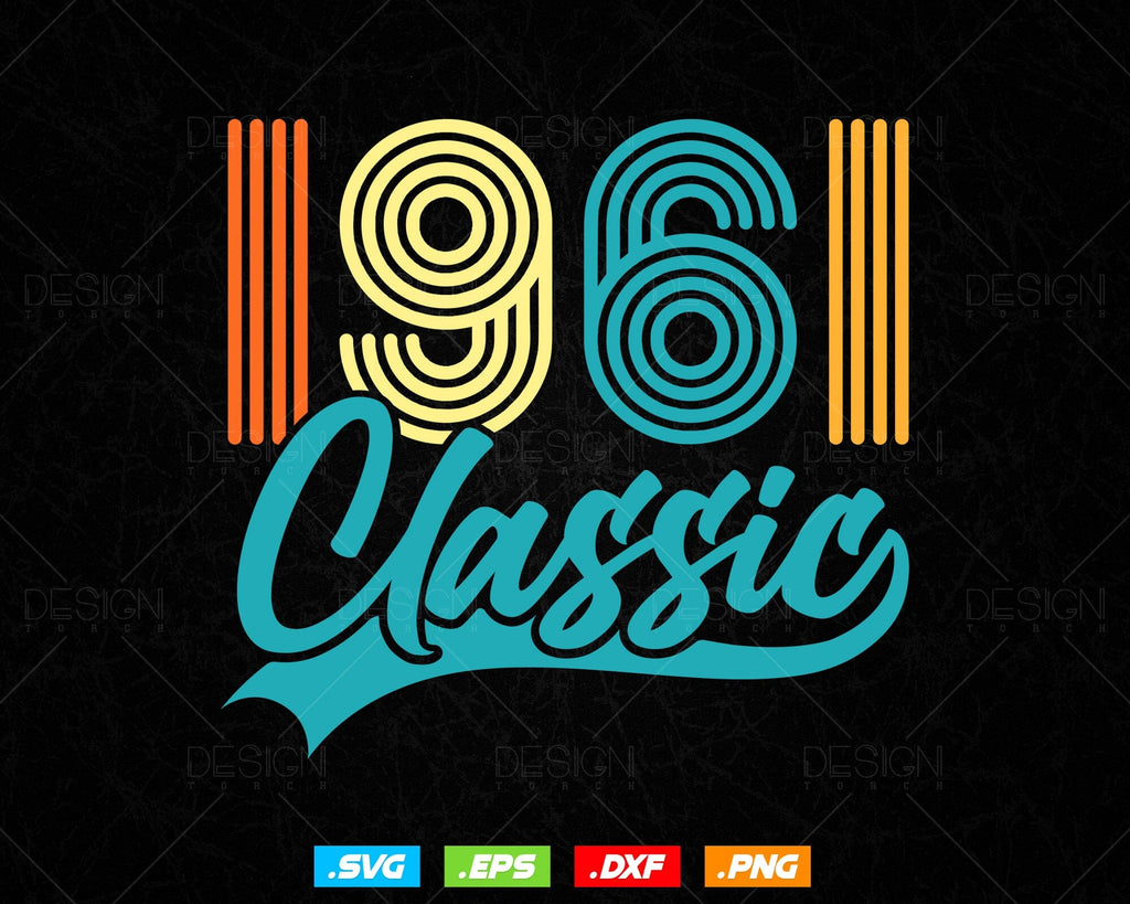 Classic 1961 Retro 63rd Birthday Shirt Svg Png, Vintage 63rd Birthday ...