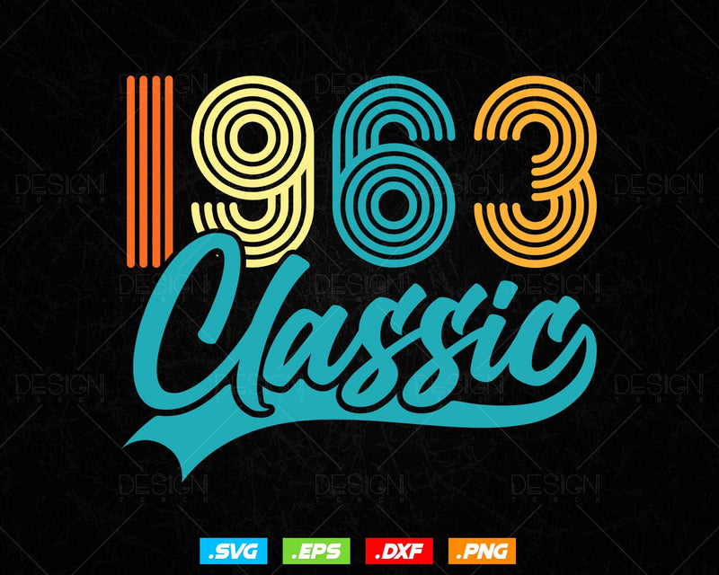 Classic 1963 Retro 61st Birthday Shirt Svg Png, Vintage 61st Birthday ...