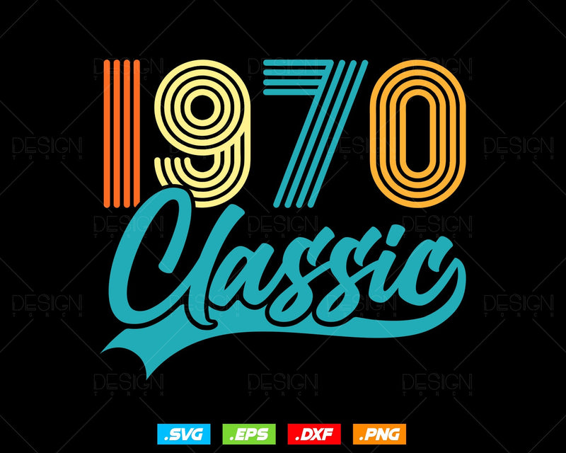 Classic 1970 Retro 54th Birthday Shirt Svg Png, Vintage 54th Birthday ...