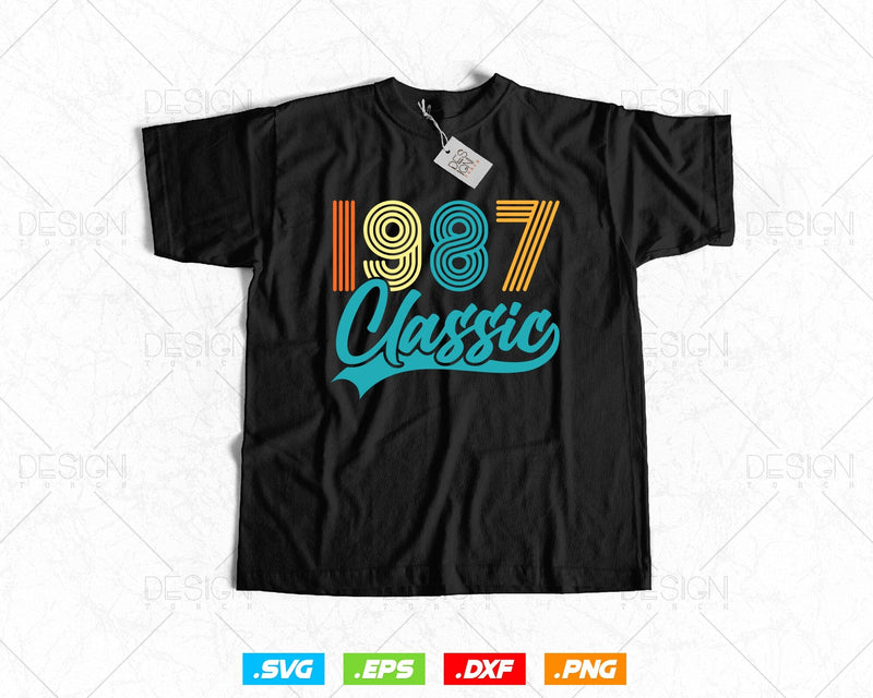 Classic 1987 Retro 37th Birthday Shirt Svg Png, Vintage 37th Birthday ...