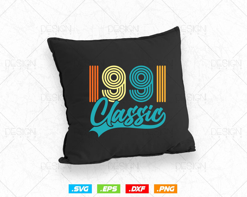 Classic 1991 Retro 33rd Birthday Shirt Svg Png, Vintage 33rd Birthday ...