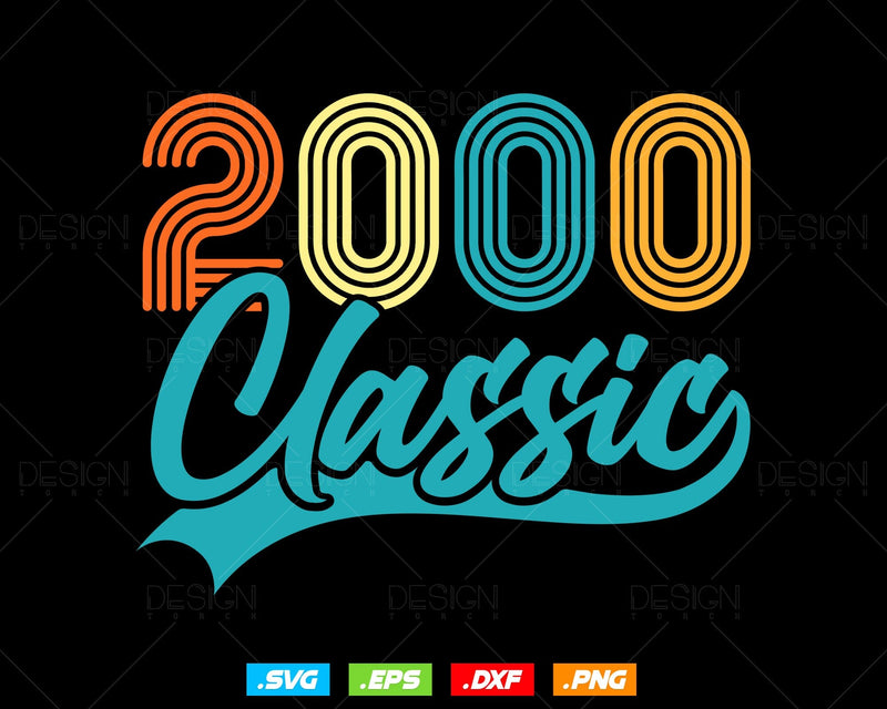 Classic 2000 Retro 24th Birthday Shirt Svg Png, Vintage 24th Birthday ...