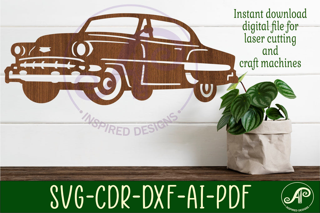 Classic car wall sign design 1, SVG file. vector cutting file - So Fontsy
