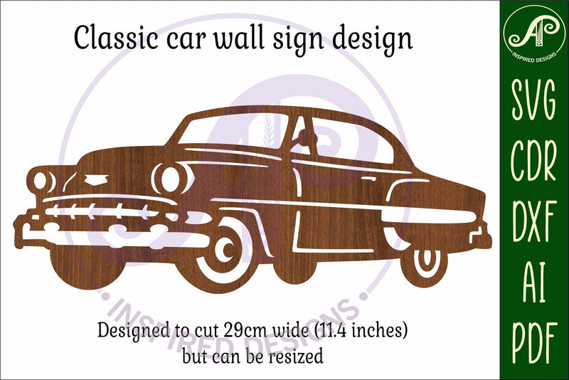 Classic car wall sign design 1, SVG file. vector cutting file - So Fontsy