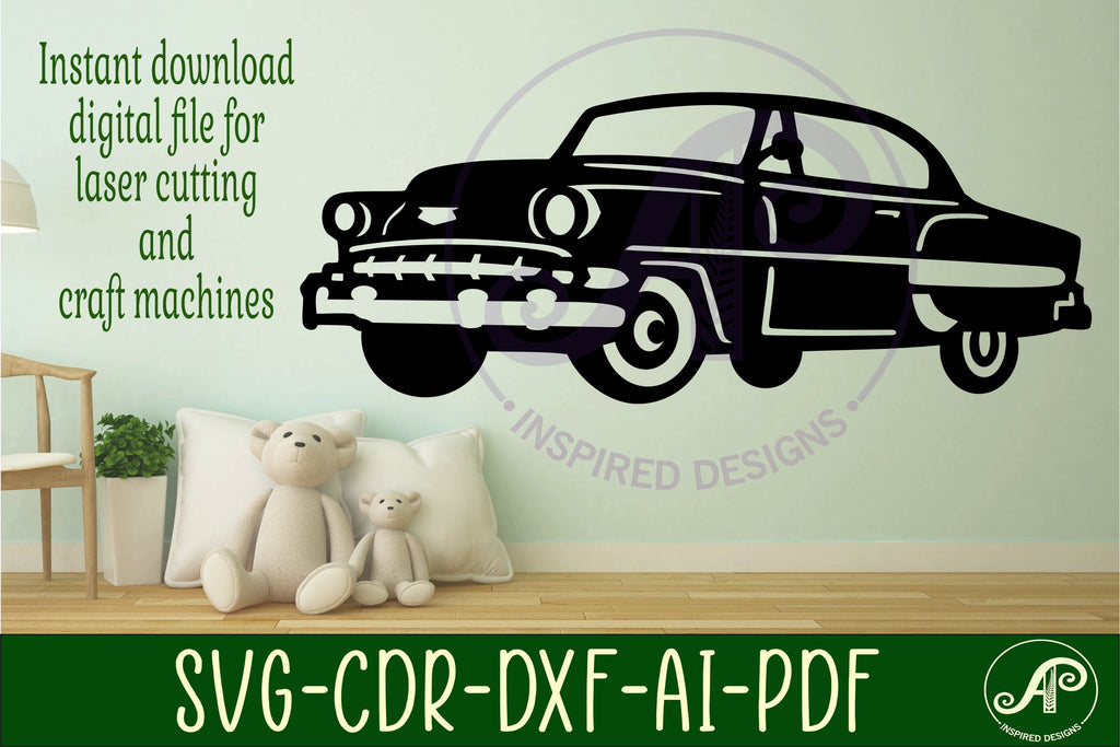 Classic car wall sign design 1, SVG file. vector cutting file - So Fontsy
