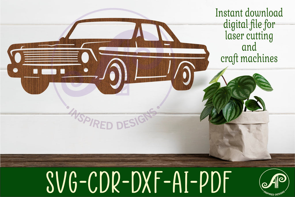 Classic car wall sign design 3, SVG file. vector cutting file - So Fontsy