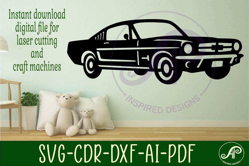 Classic car wall sign design 4, SVG file. vector cutting file - So Fontsy