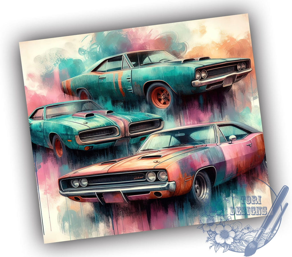 Classic Muscle Cars, 20oz Tumbler, Car Tumbler Wrap, Sublimation Design ...