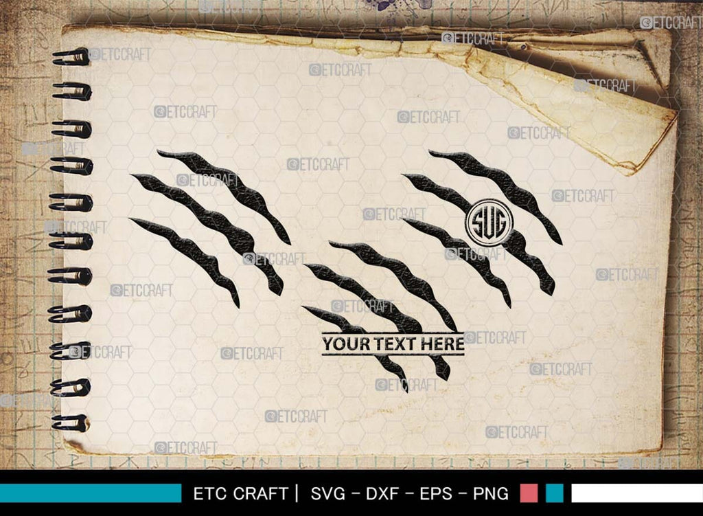 Claw Mark Monogram, Claw Mark Silhouette, Claw Mark SVG, Scratch Mark ...