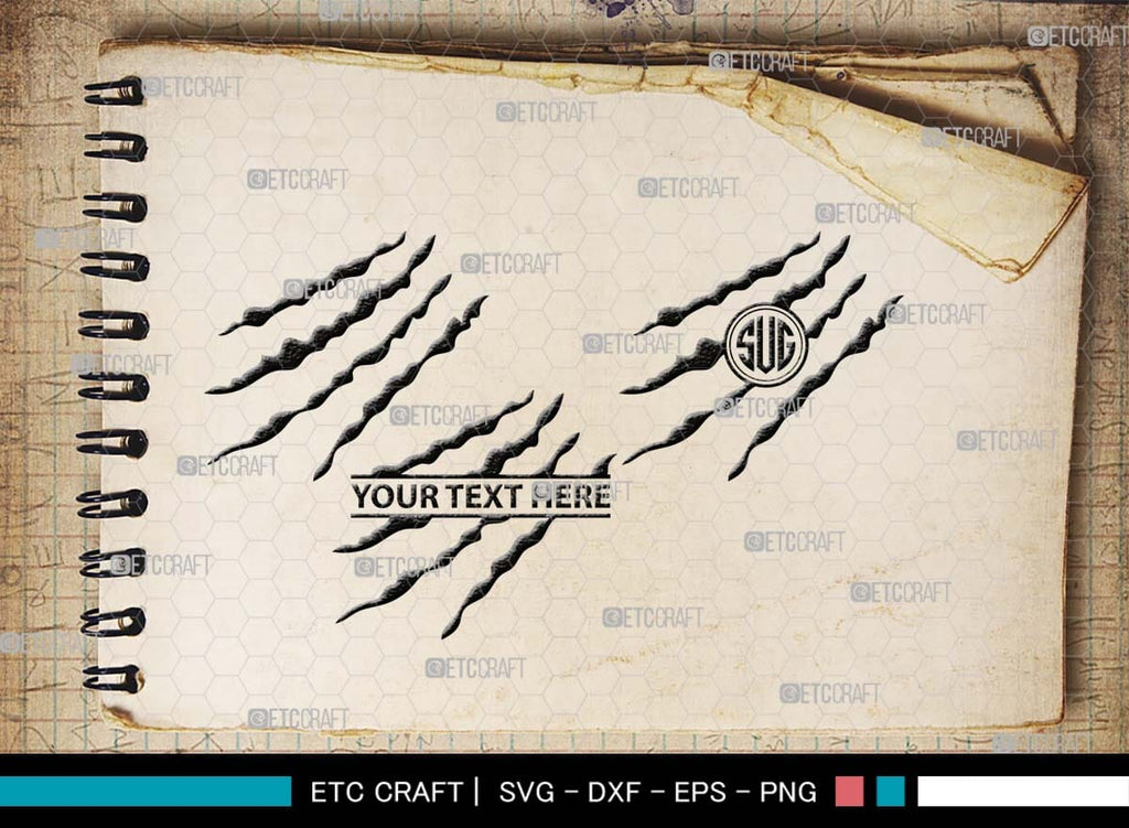 Claw Mark Monogram, Claw Mark Silhouette, Claw Mark SVG, Scratch Mark ...