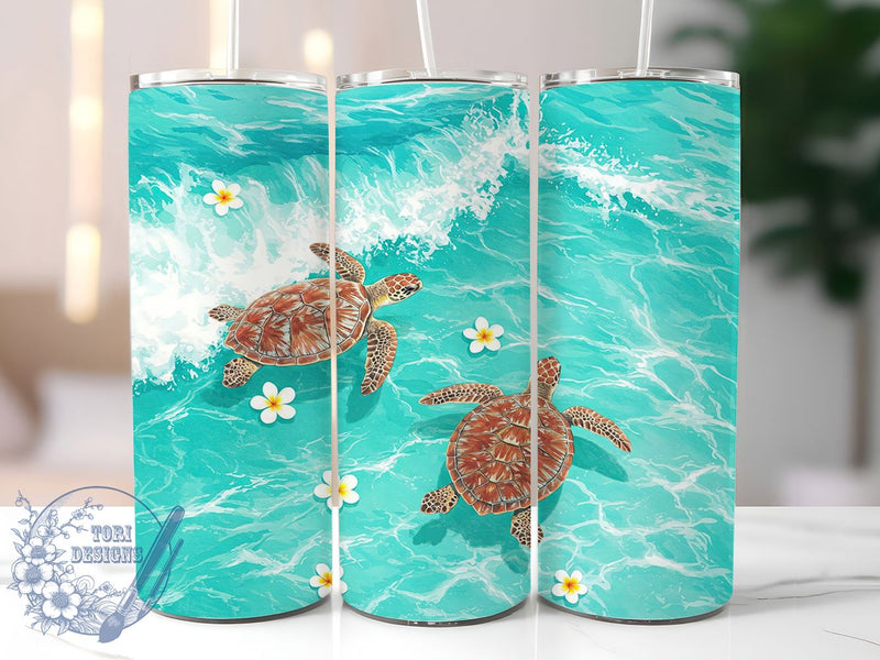 Coastal Ocean Sea Turtle Tumbler Wrap, Ocean Tumbler Wrap, Marine Life ...