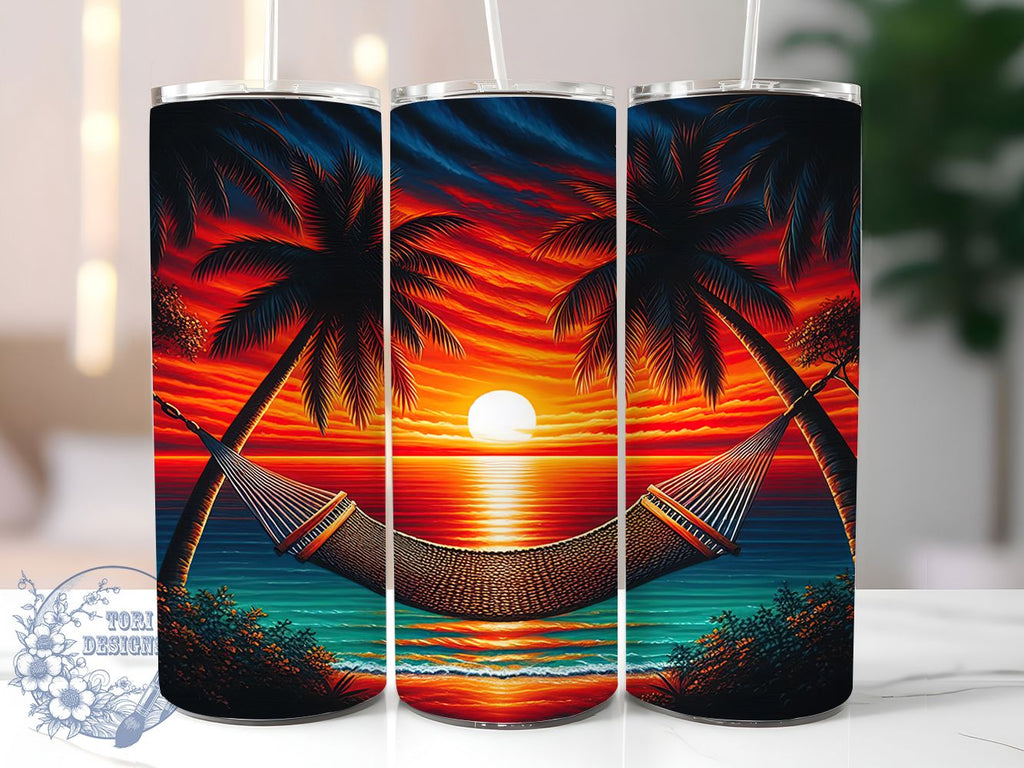 Coastal Sunset Beach Tumbler, Ocean Sunset Wrap, 20oz Beach Tumbler ...