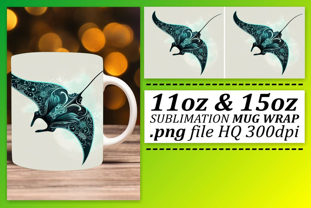 Coastal Watercolor Sea Creatures Design, Serene Fishy Mug Wrap - So Fontsy
