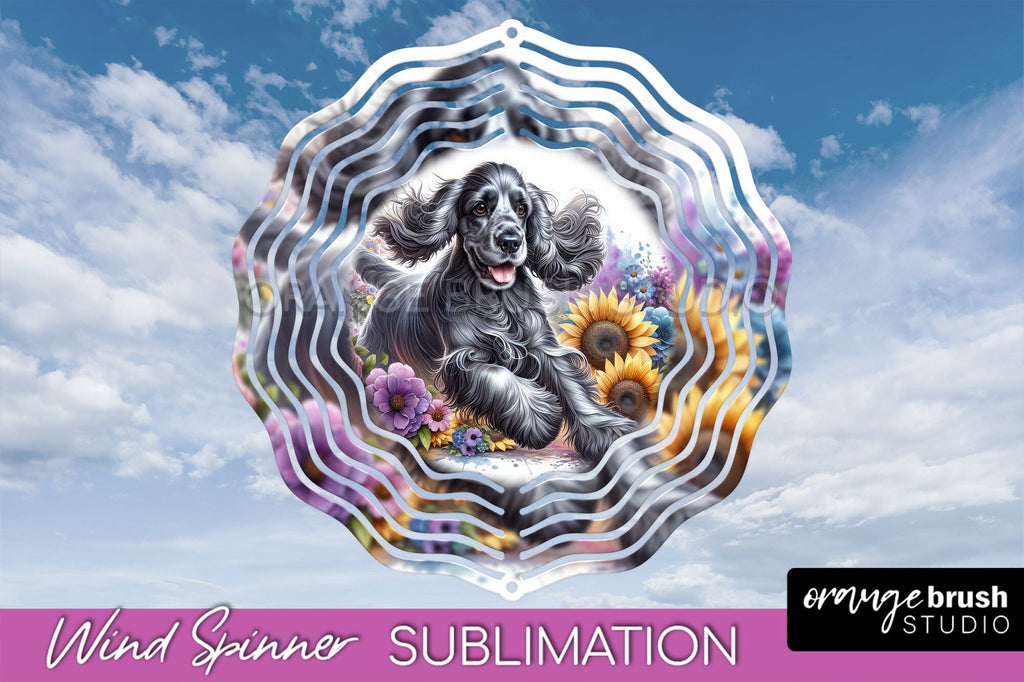 Cocker Spaniel Wind Spinner, Dog Mom Floral Wind Spinner Sublimation ...