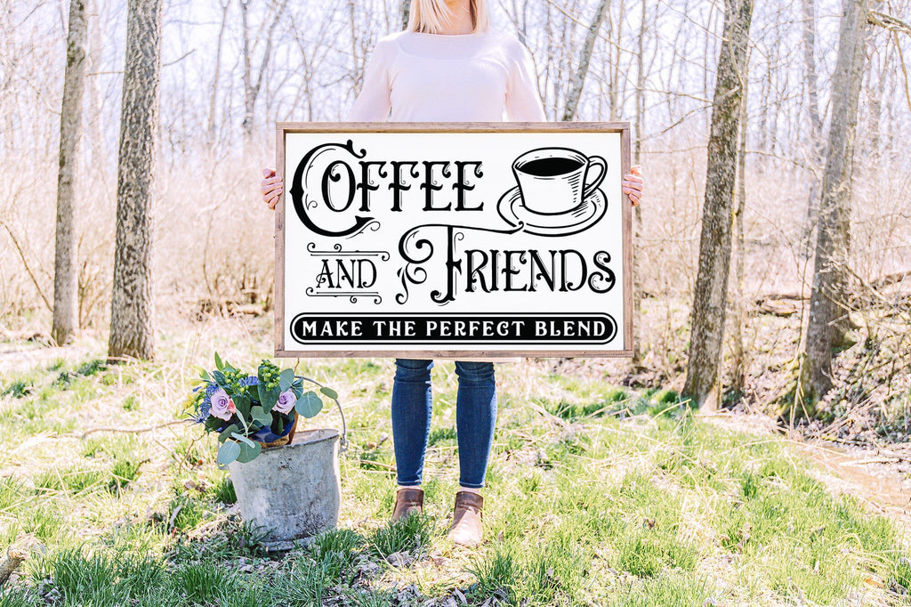 Coffee and Friends, Vintage Coffee Sign SVG - So Fontsy