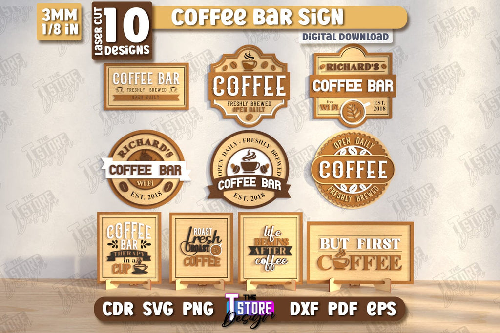 Coffee Bar Signs Laser Cut Bundle | Coffee House | Coffee Shop ...