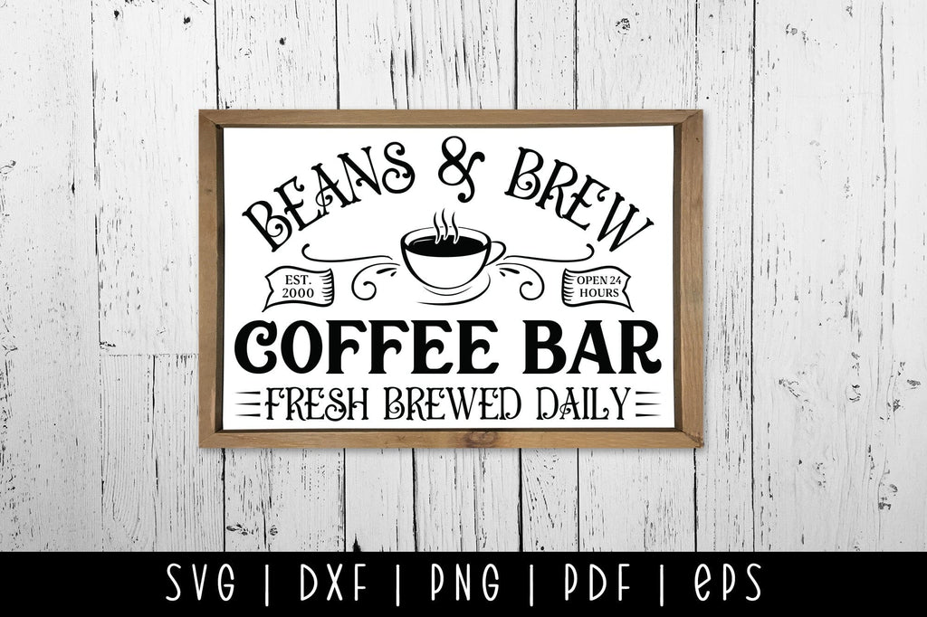 Coffee Bar SVG, Vintage Coffee Sign SVG - So Fontsy
