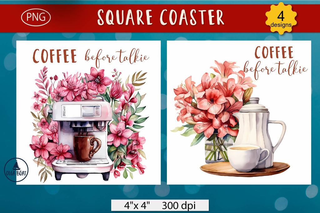 Coffee coaster | Coffee lover coasters sublimation - So Fontsy
