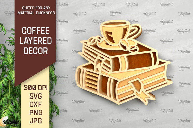 Coffee Layered Wall Decor Laser Cut. Coffee Design SVG - So Fontsy