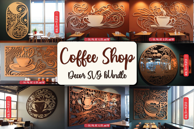 coffee shop laser cut decor collection - So Fontsy