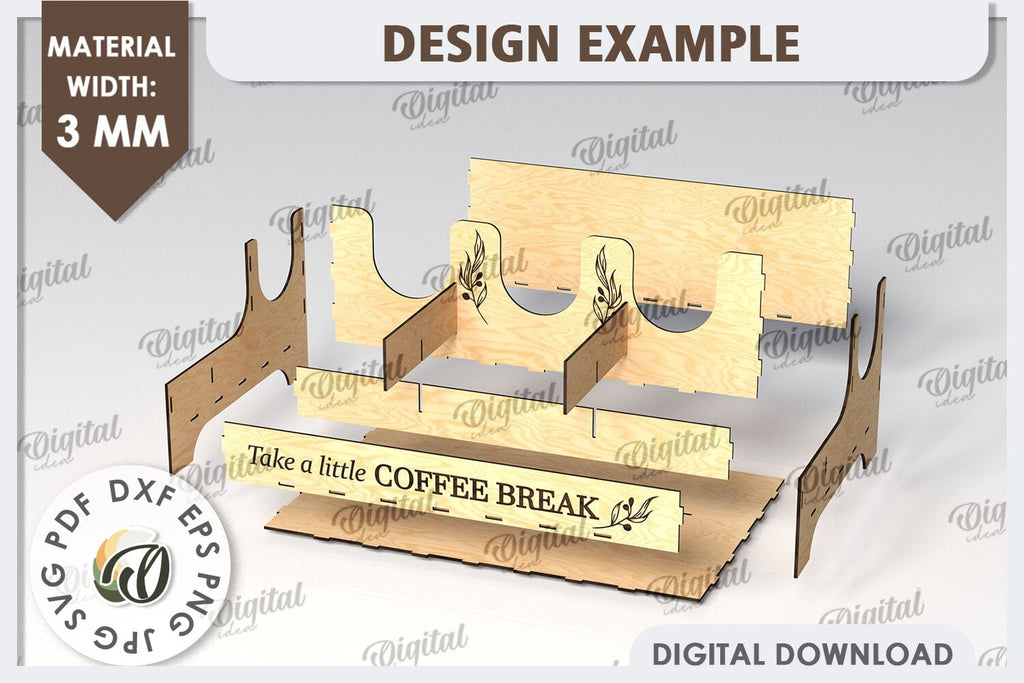 Coffee Syrup Rack Laser Cut Design. Wooden Bottle Holder SVG - So Fontsy