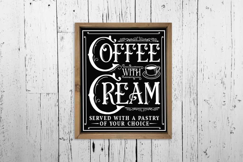 Coffee with Cream SVG, Vintage Coffee Sign SVG - So Fontsy
