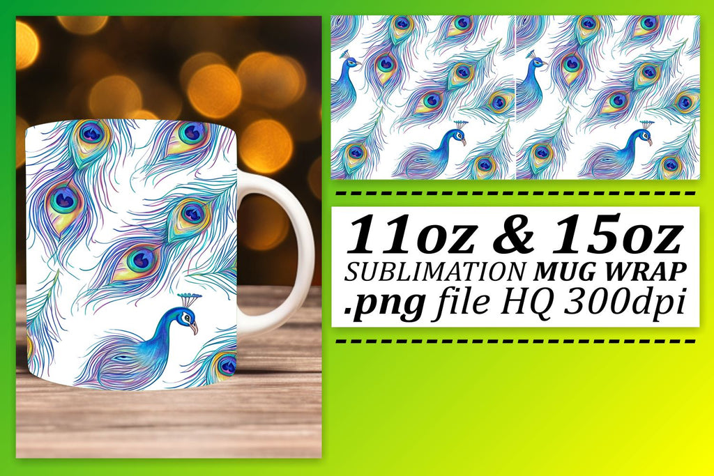 Colorful Feather Pattern Mug Sublimation: 11oz 15oz Delightful Designs ...