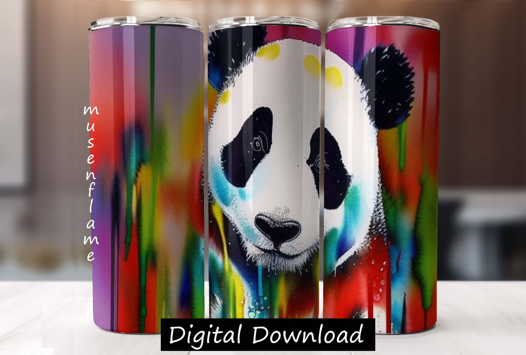 Colorful Panda Bear | Straight Sublimation Tumbler Design 20oz, 30oz ...