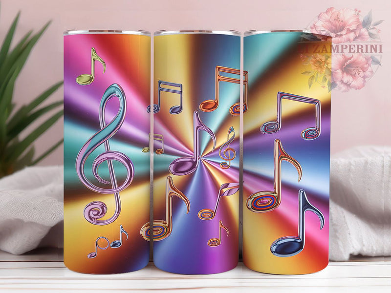 Colorful Rainbow Music Notes Tumbler, Colorful Musical Sublimation ...
