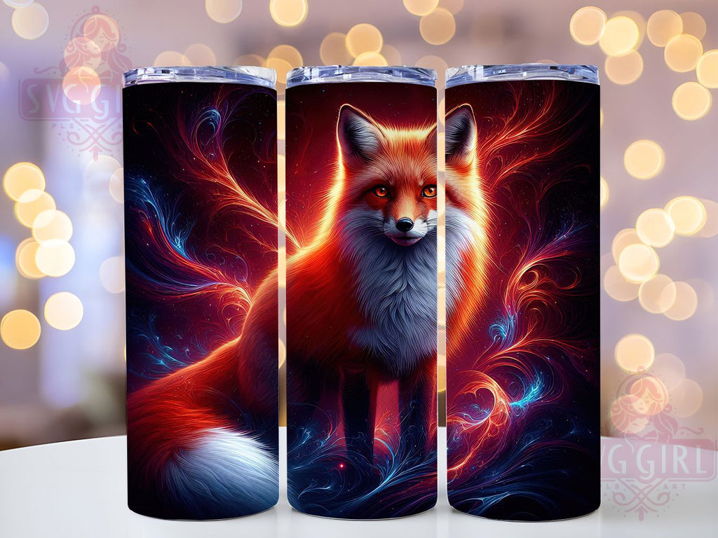 Colorful Red Fox Tumbler, Colorful Wave, Sublimation Art, 20oz Tumbler ...