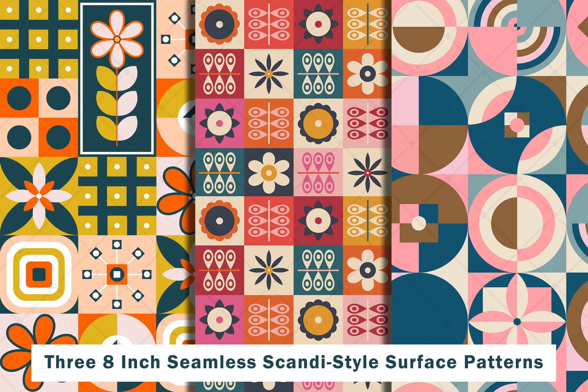 Colorful Seamless Scandi Style Repeating Surface Patterns - So Fontsy