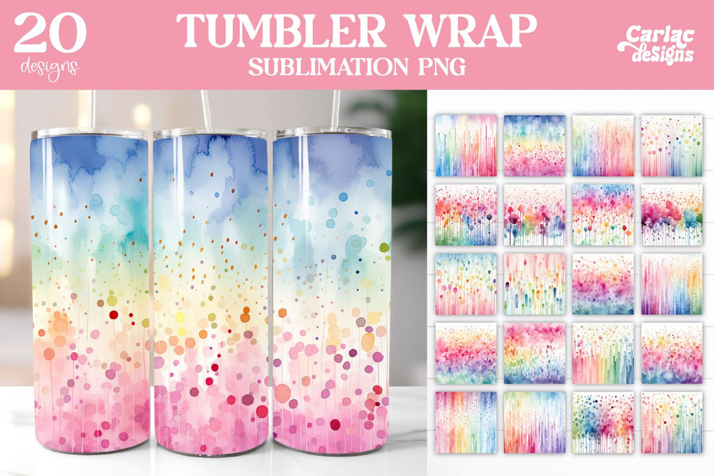 Colorful Tumbler Wrap | Tumbler Sublimation Wrap Bundle - So Fontsy