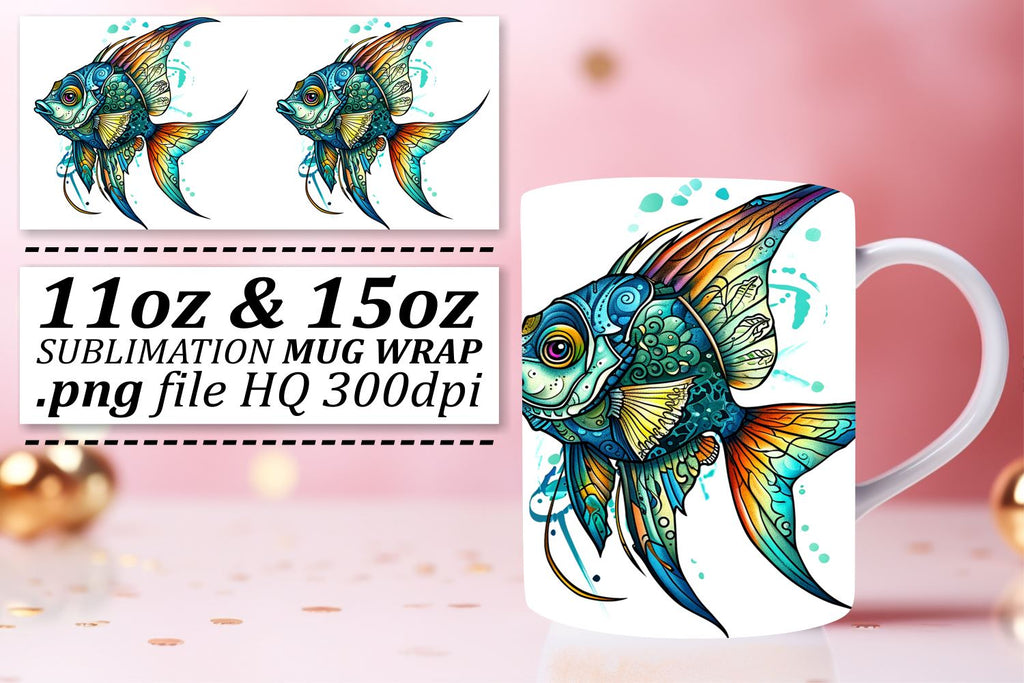 Colorful Watercolor Sea Creatures Design, Coastal Mug Wrap Sublimation ...