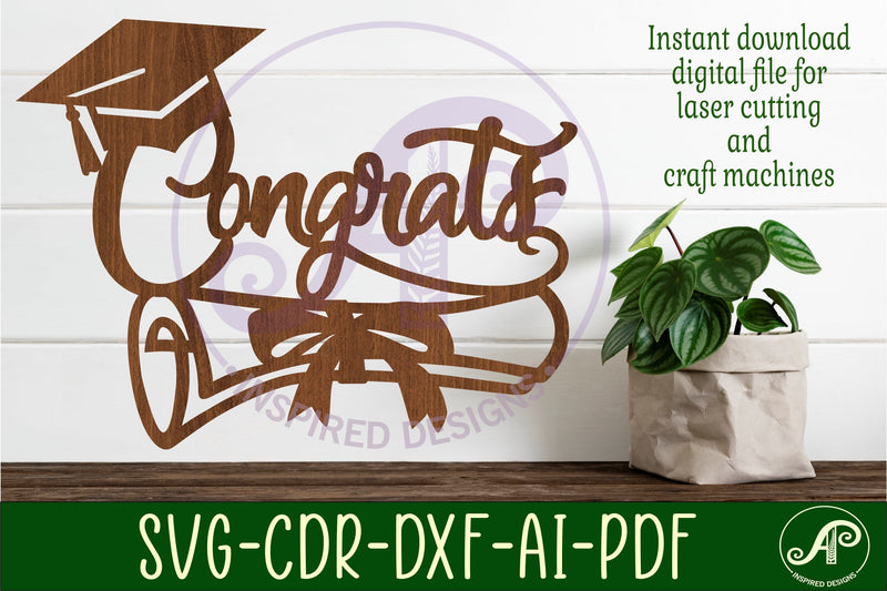 Congrats graduation sign svg laser cut file - So Fontsy