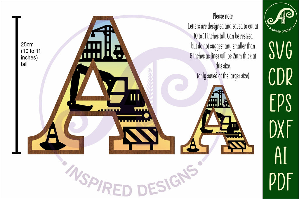 Construction Large U wall Letter 3 layer sign - So Fontsy